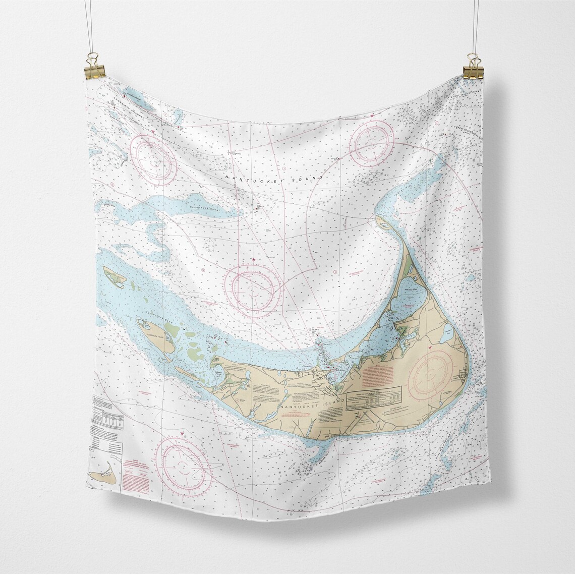 Nantucket Chart Silk Scarf | Coastal Massachusetts Nautical Map - Etsy