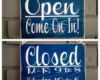 10x8 We Are Open Closed Business Hours Custom Wood Sign Salon | Etsy