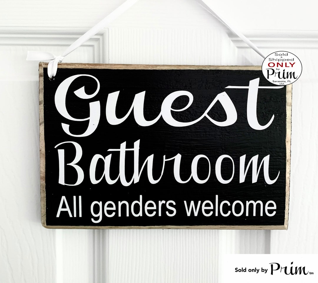 8x6 Guest Bathroom All Genders Welcome Custom Wood Sign Bathroom ...