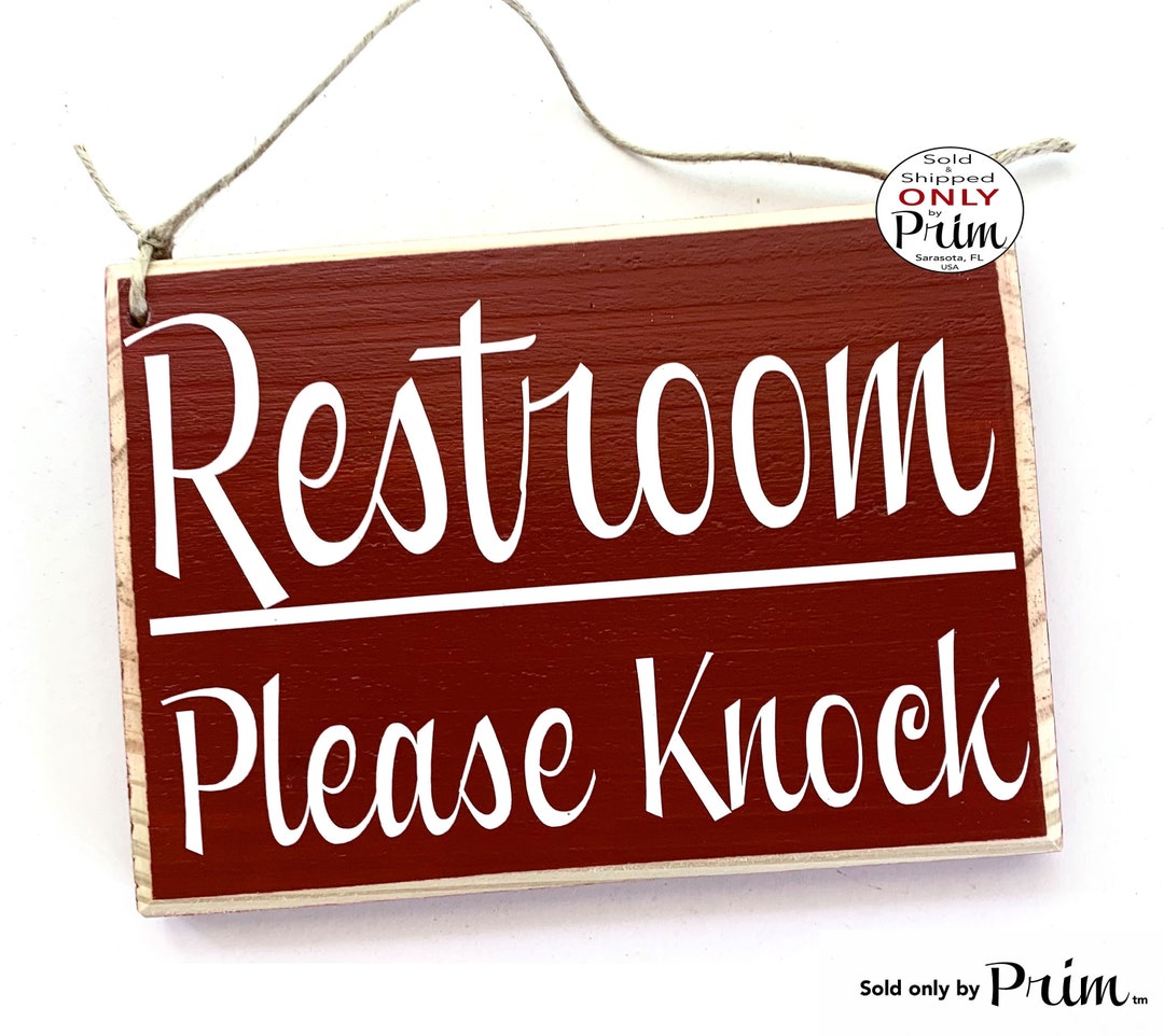 8x6 Restroom Please Knock Custom Wood Sign | Office Business Door ...