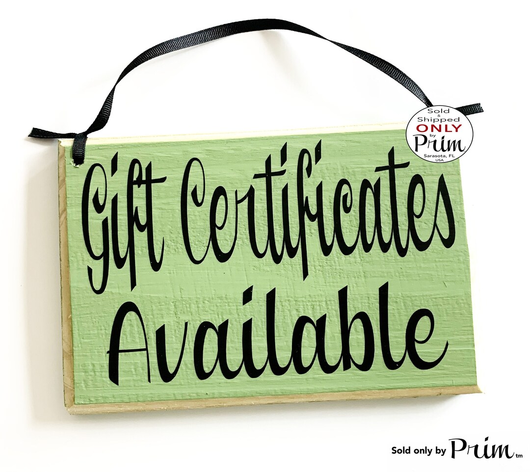 Gift Certificates Available 8x6 Custom Wood Sign | Gift Cards Gift Wrap ...