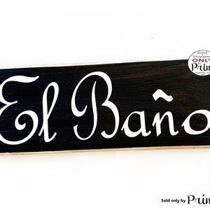 14x6 El Bano Bath Spanish Custom Wood Sign | Restroom Bathroom Door ...