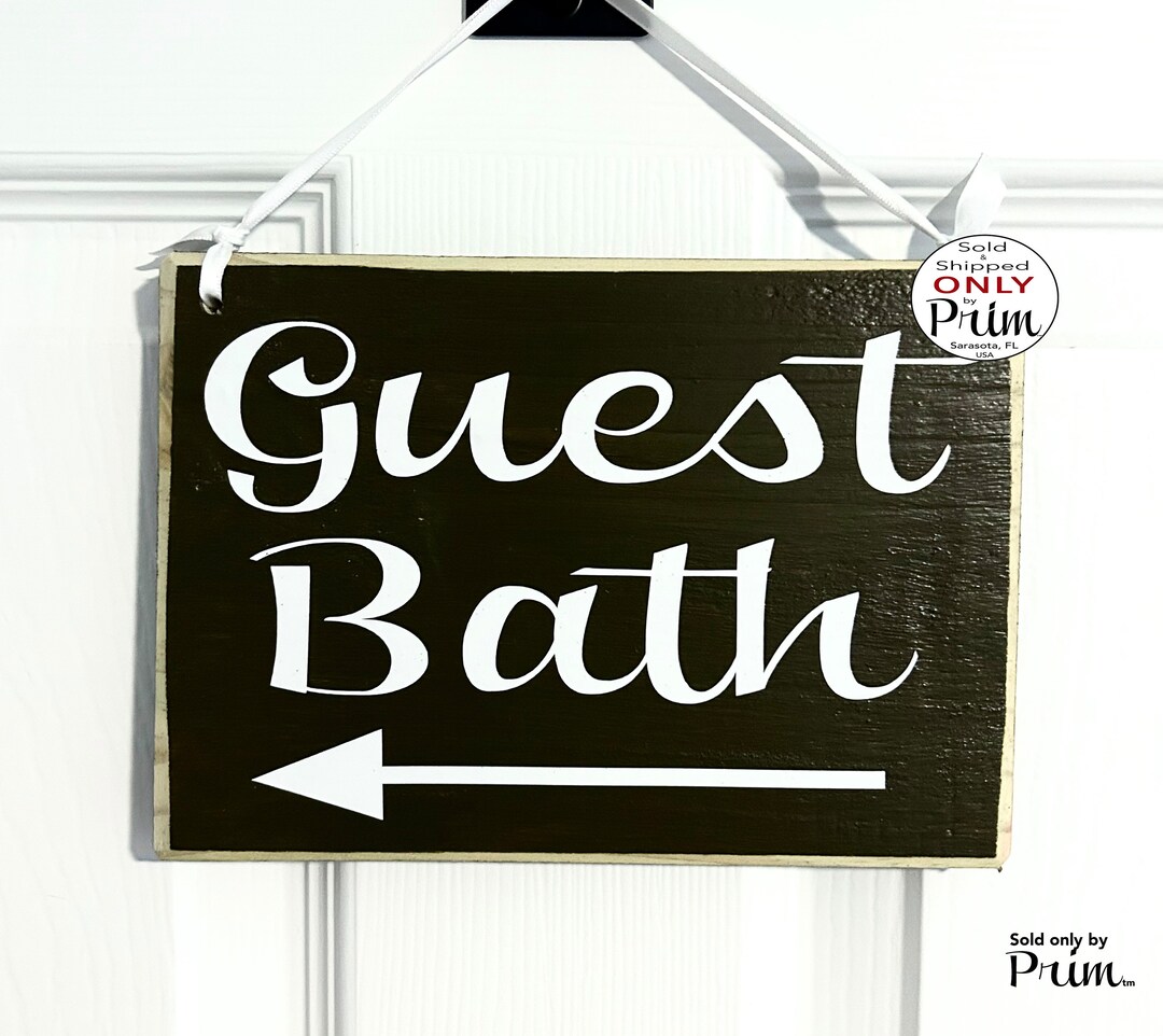 8x6 Guest Bathroom Arrow Directional Custom Wood Sign Bathroom Restroom ...