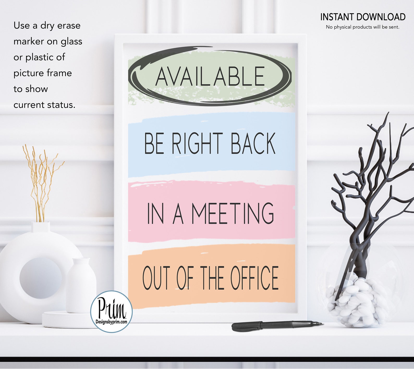 In Meeting Sign, Available Be Right Back Sign, Unavailable Sign, Gone ...