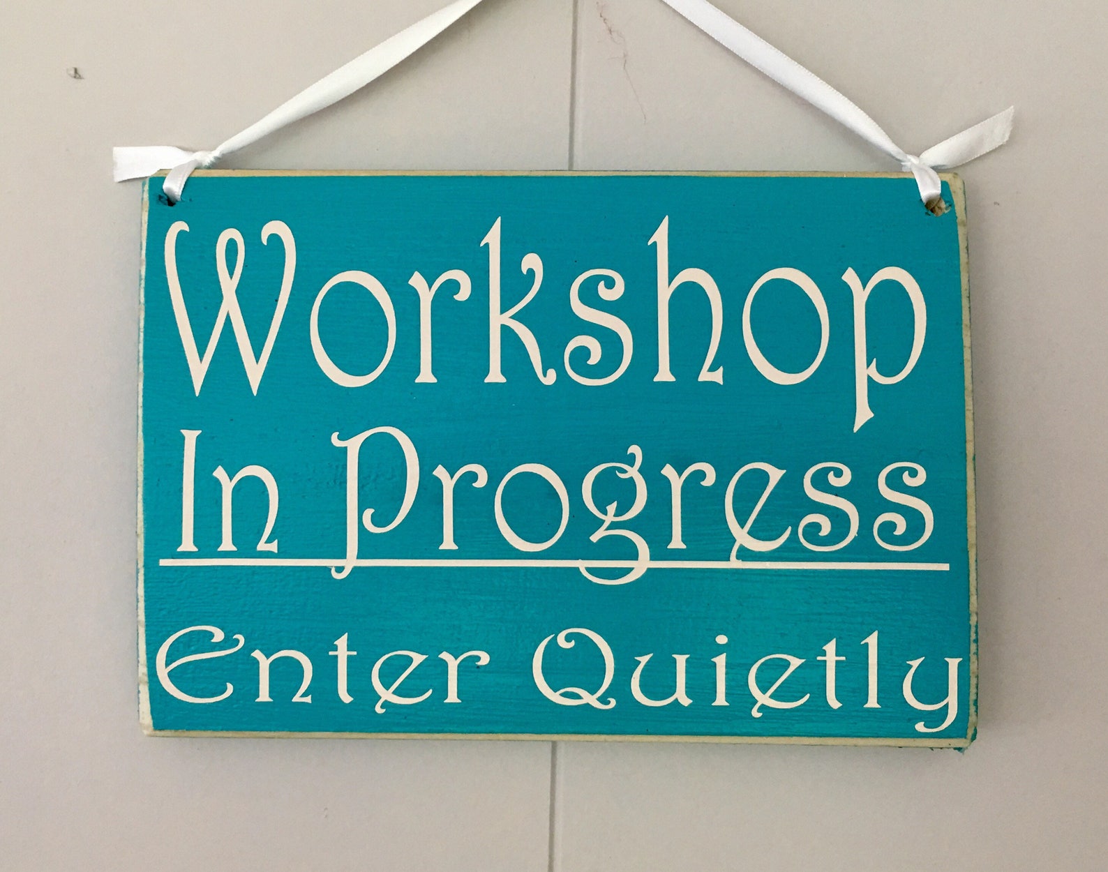 10x8 Enter Quietly Workshop in Progress Custom Wood Sign Spa - Etsy
