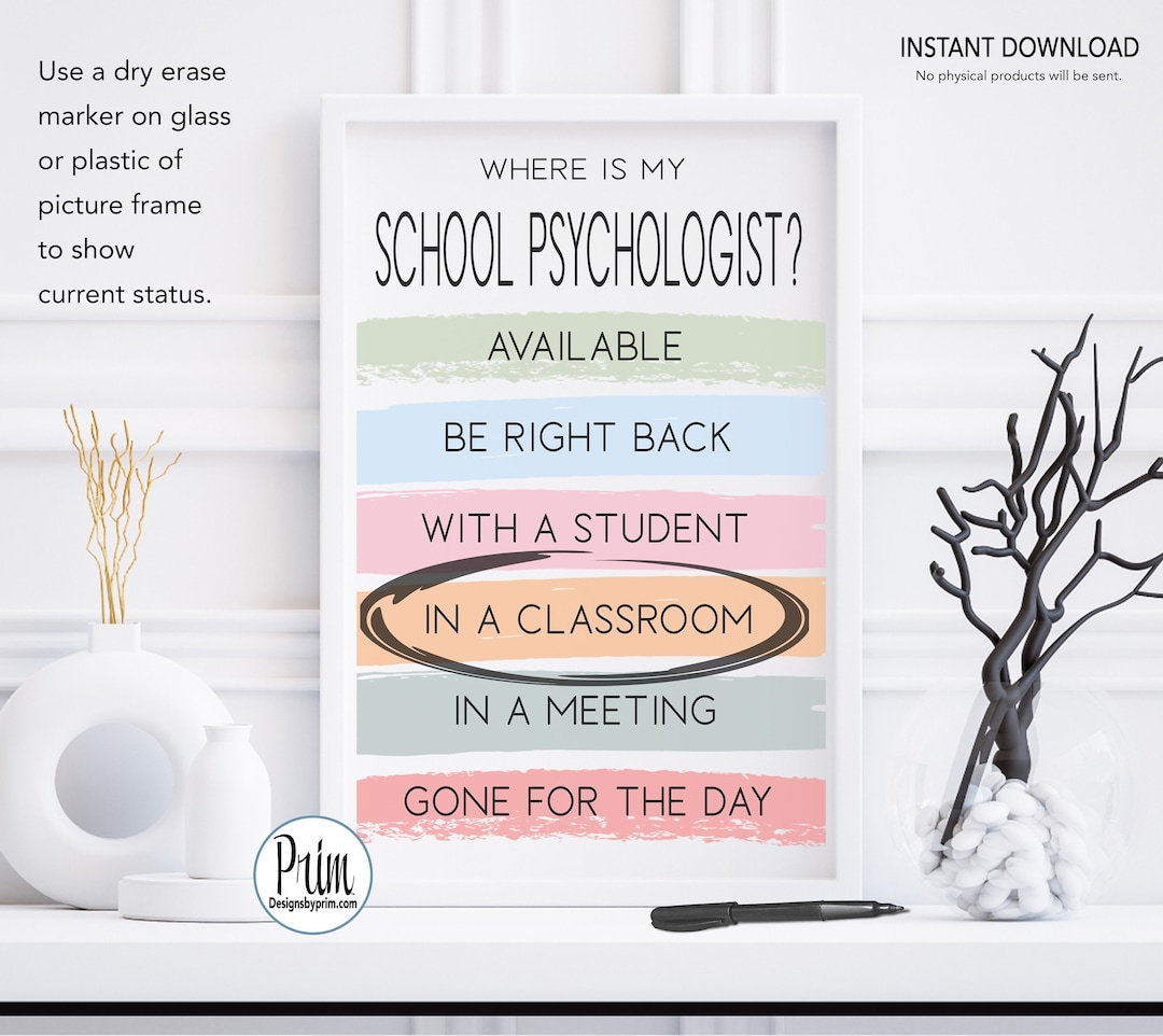 School Psychologist Printable Door Sign Therapist Counselor Classroom ...