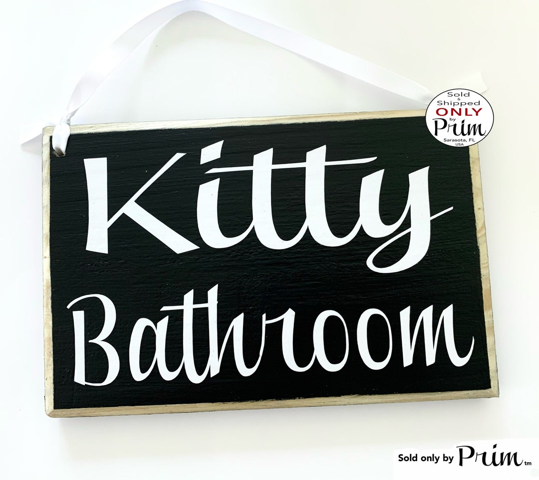 8x6 Kitty Bathroom Custom Wood Sign Cat Kitten Kitty Litter Animal ...