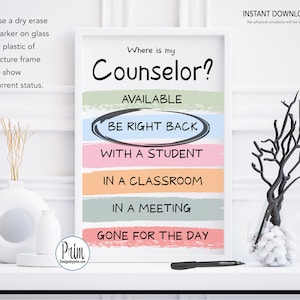 School Counselor Printable Door Sign Therapist Psychologist Classroom ...