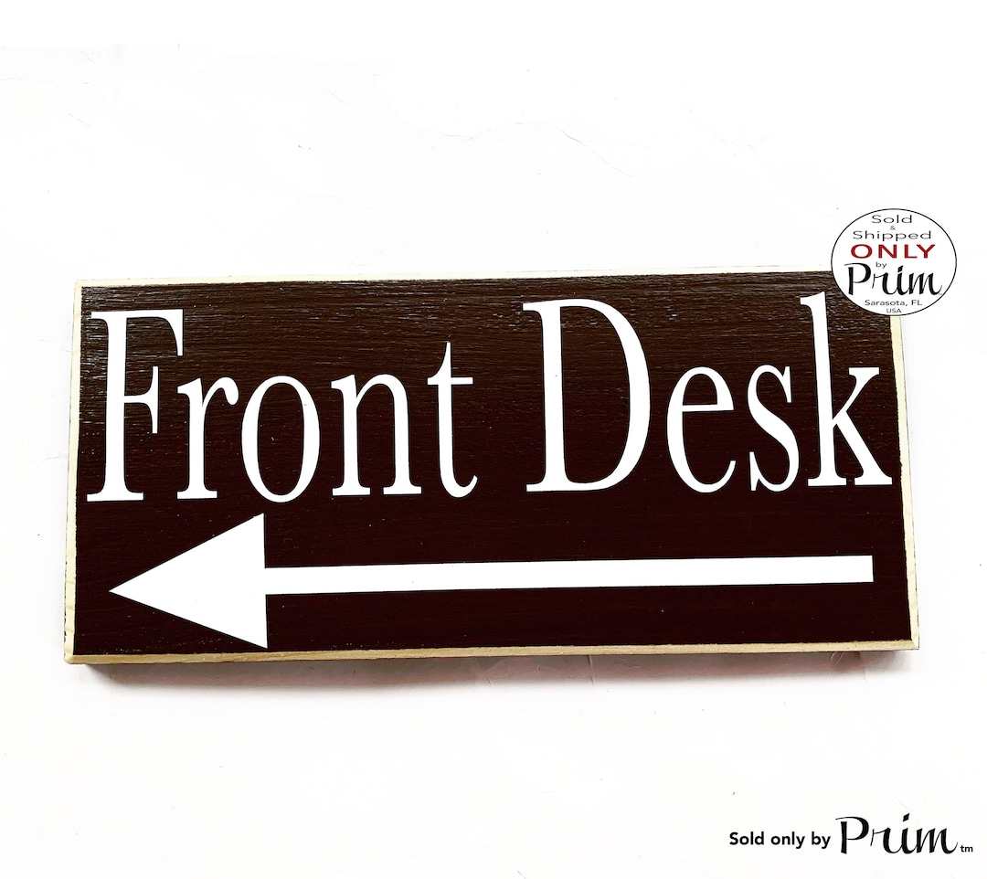 12x6 Front Desk Custom Wood Sign Entrance Arrow Reception ...