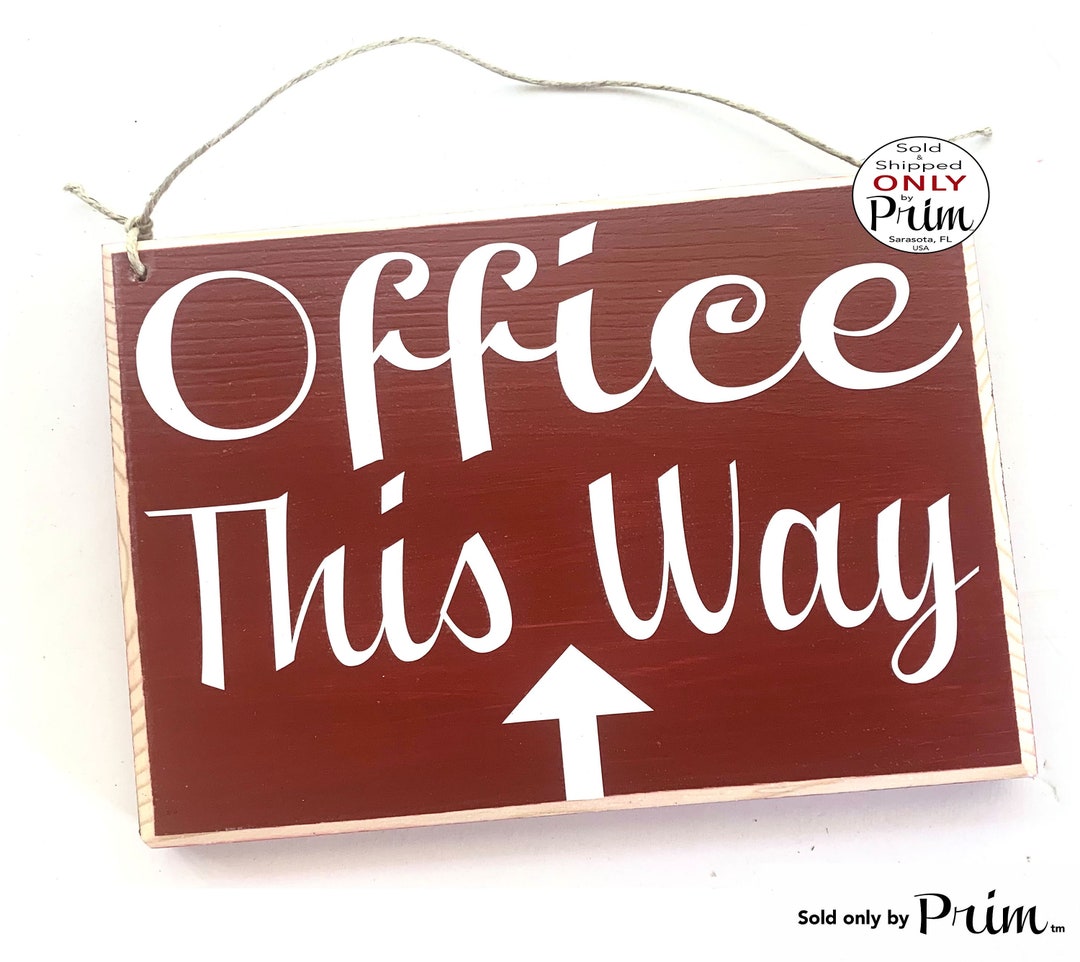 8x6 Office This Way Directional Arrow Custom Wood Sign Front Door ...