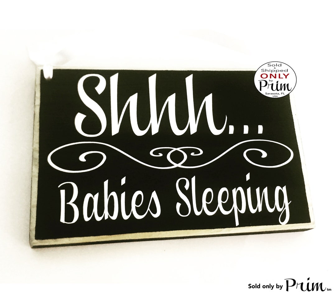 8x6 Shhh Babies Sleeping Custom Wood Sign Nursery Baby Shower Quiet ...