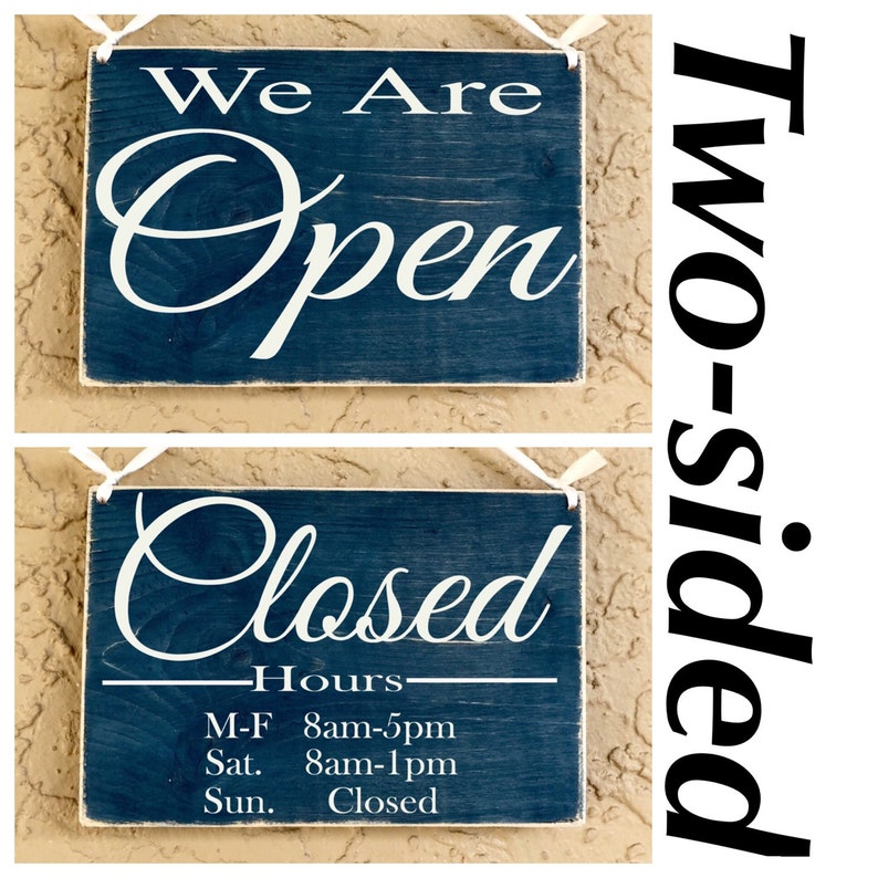10x8 We Are Open Closed Business Hours Custom Wood Sign Salon | Etsy