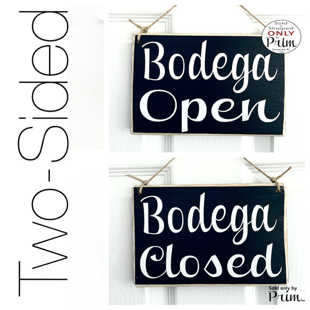8x6 Bodega Open Closed Two Sided Custom Wood Sign Spanish Grocery Store ...