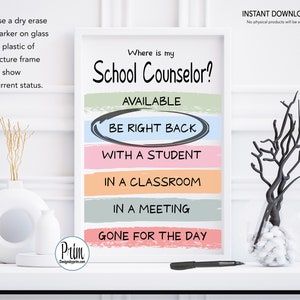 School Counselor Printable Door Sign Therapist Psychologist Classroom ...