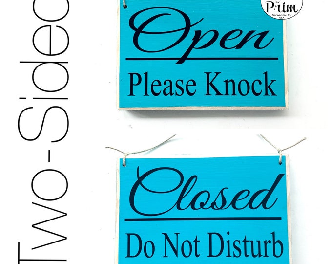 Please Come In, Sorry Busy, Please Wait Double Sided 3mm Rigid Hanging ...