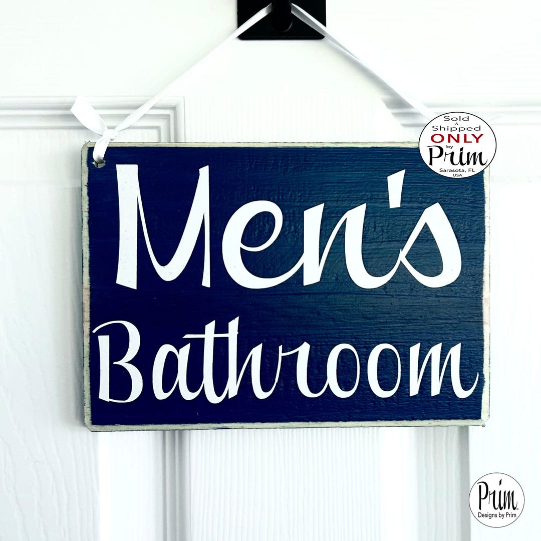 8x6 Men's Bathroom Custom Wood Sign, Men Only Restroom Loo WC Women Men ...