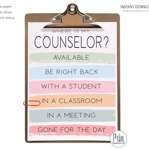 School Counselor Printable Door Sign Therapist Psychologist Classroom ...