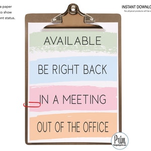 In Meeting Sign, Available Be Right Back Sign, Unavailable Sign, Gone ...