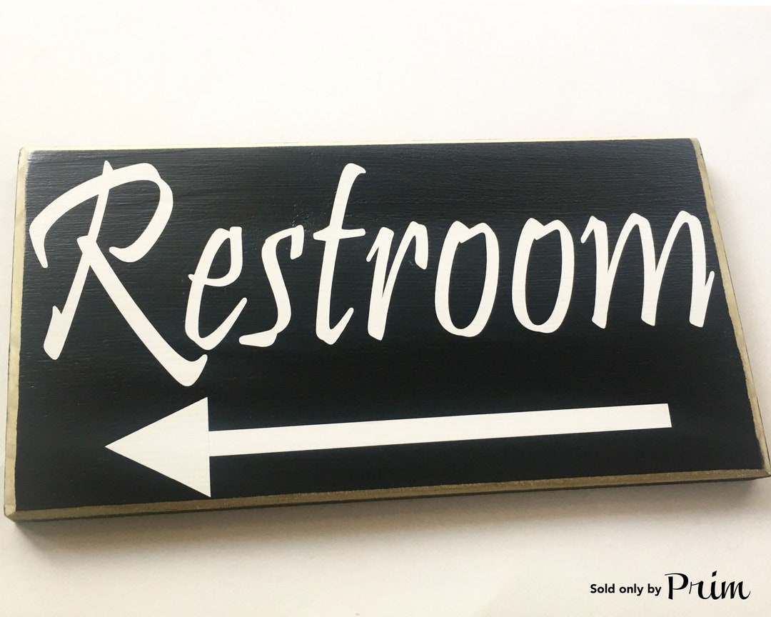 12x6 RESTROOM With Arrow Custom Wood Sign Directional Bathroom Office ...