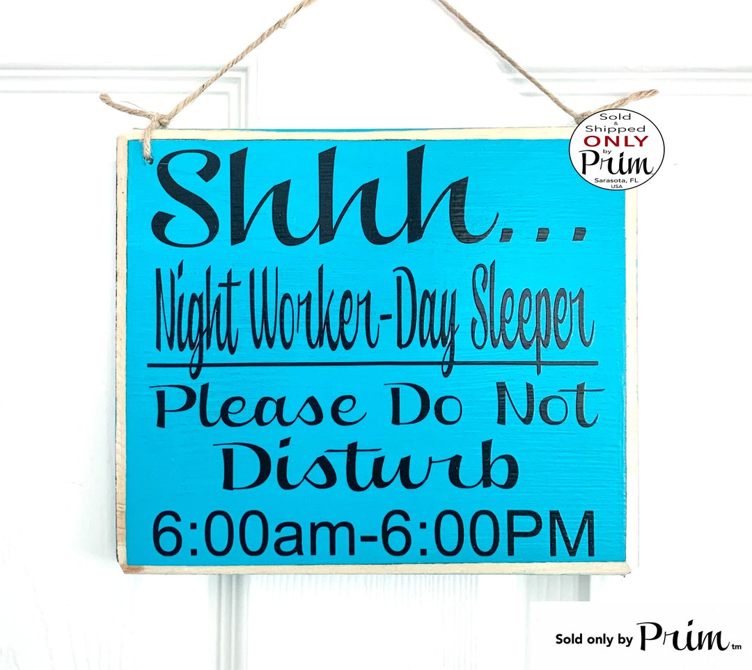 8x8 Shhh Night Worker Day Sleeper Do Not Disturb Custom Wood Sign 8x8 ...