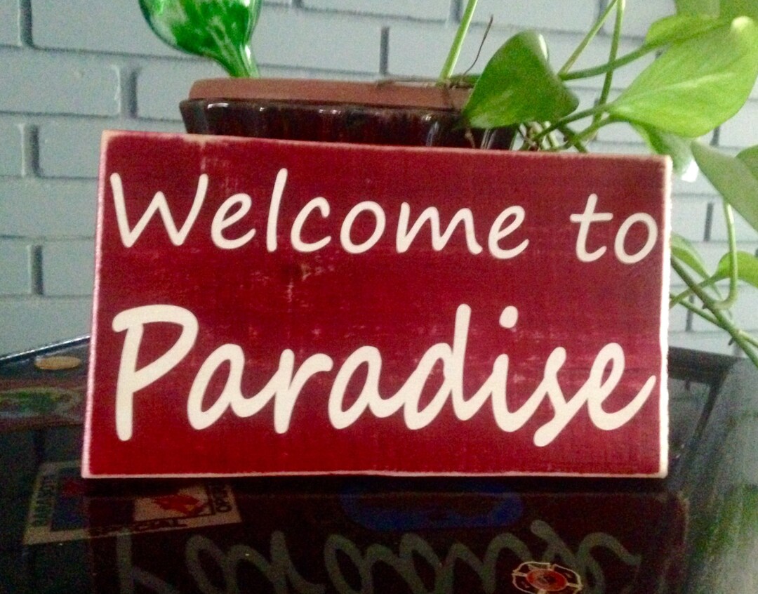 10x6 Welcome to Paradise Custom Wood Sign Tropical Beach Life Cottage ...