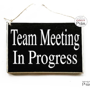 8x6 Team Meeting in Progress Custom Wood Sign Working Remotely Do Not ...