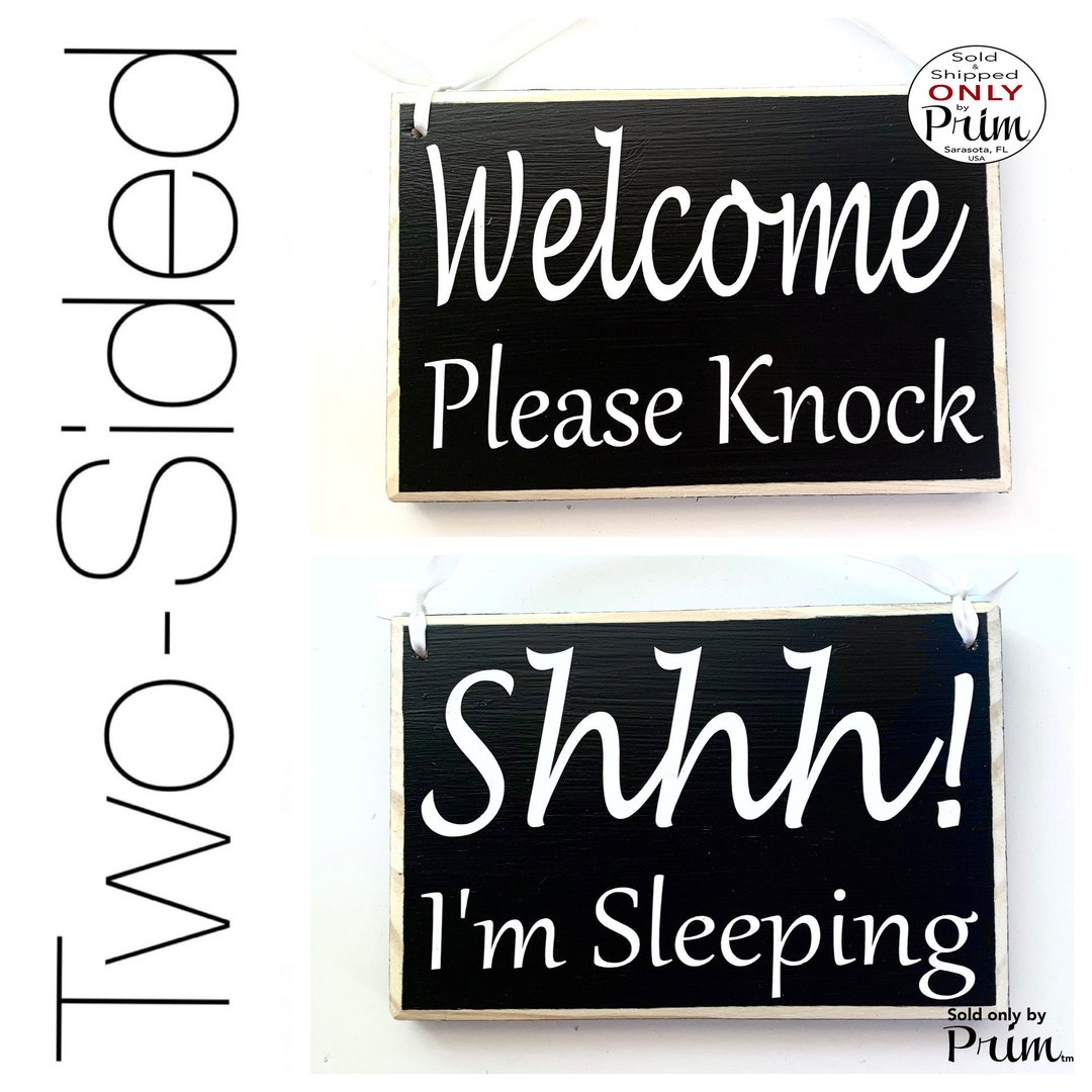 8x6 Welcome Please Knock Shhh I'm Sleeping Custom Wood Sign Resting Do ...