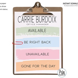 Personalized Name Title Sign Printable Poster Available Unavailable ...