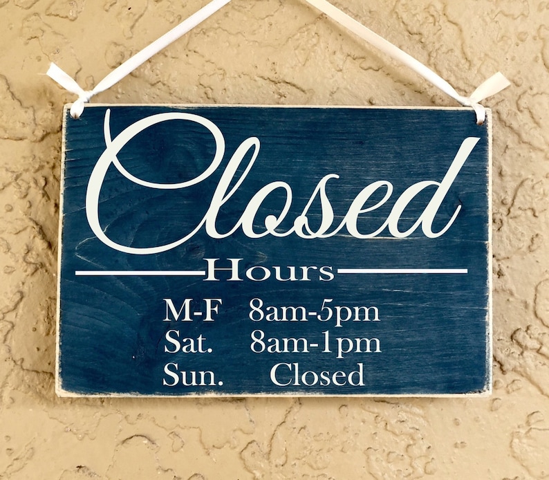 10x8 We Are Open Closed Business Hours Custom Wood Sign Salon | Etsy