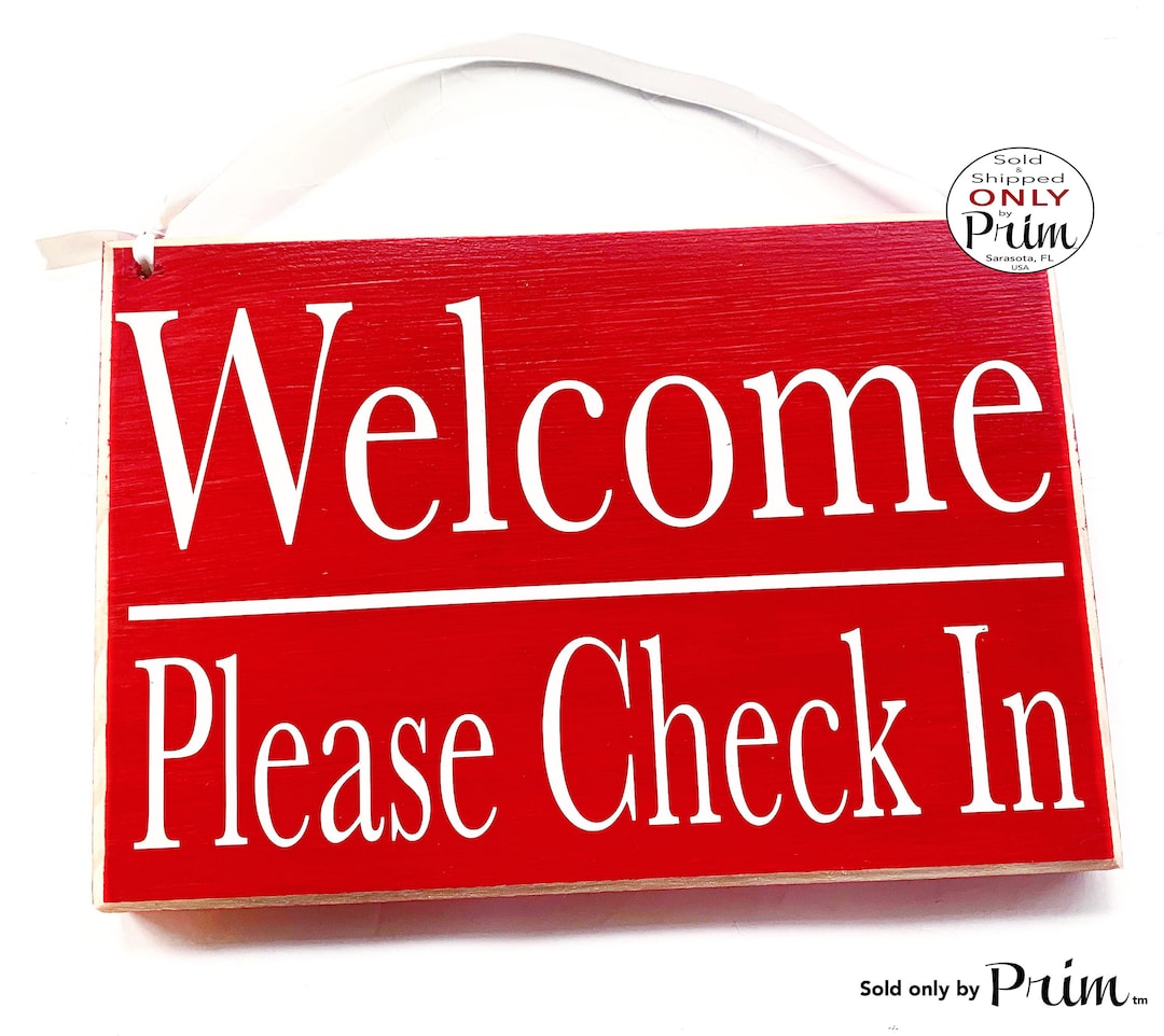 10x8 Welcome Please Check in Custom Wood Office Sign | Business Medical ...
