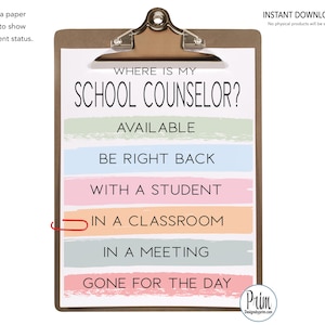 School Counselor Printable Door Sign Therapist Psychologist Classroom ...