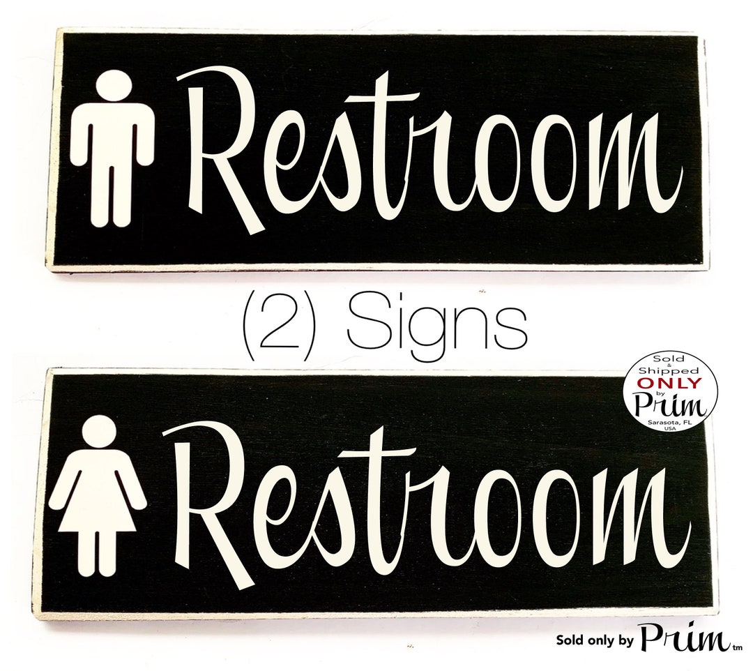 10x4 Restroom Symbol Custom Wood Signs His Hers Bathroom Restroom Bath ...