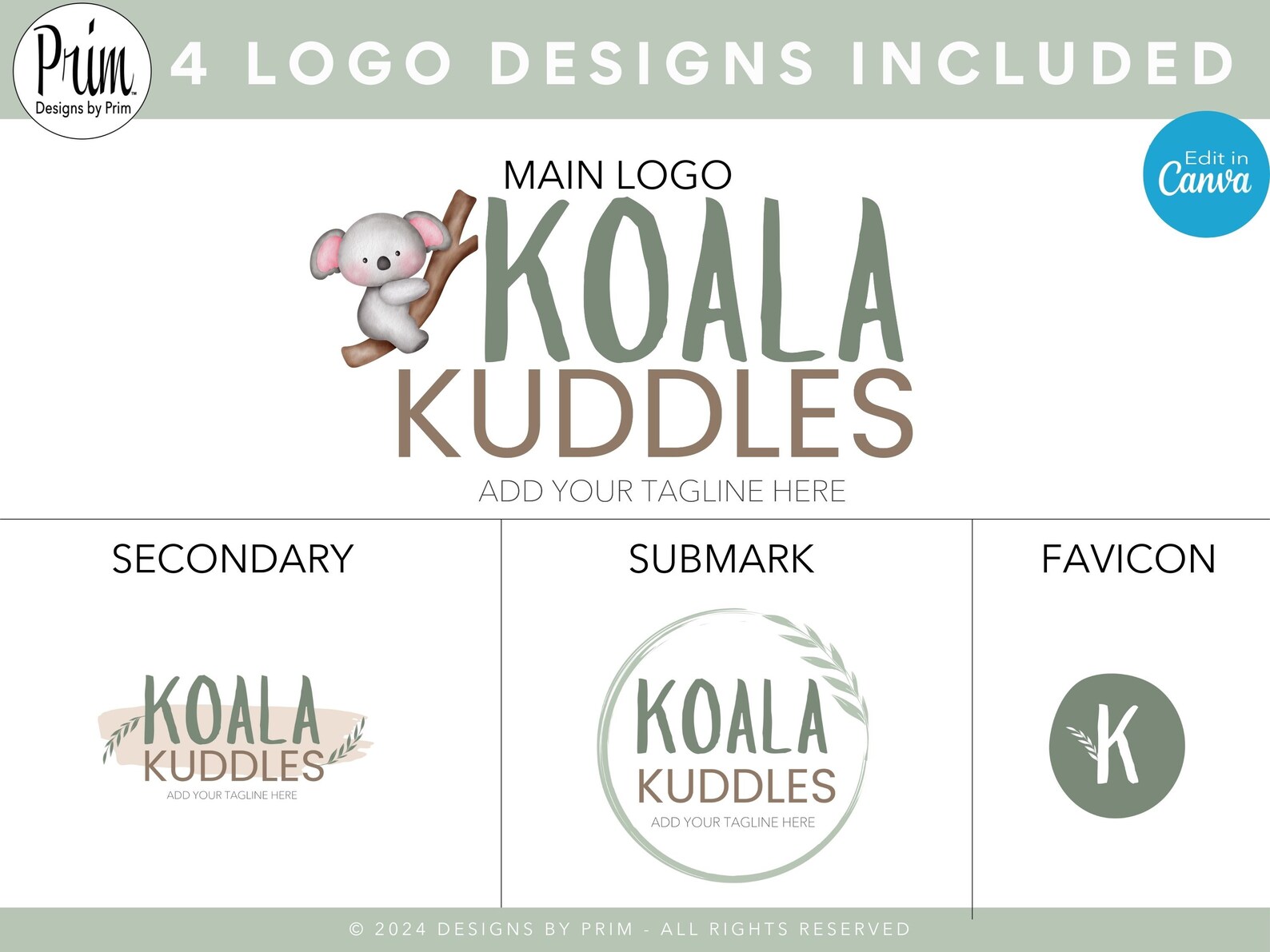Koala Bear Logo Design Template Canva Small Business Logo Editable Logo ...