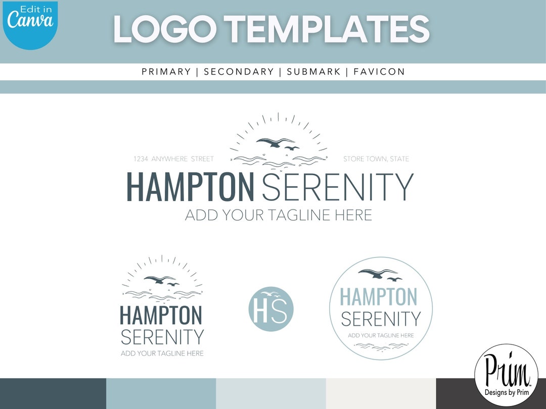 Shoreline Logo Design Template Canva | Small Business Logo | Editable ...