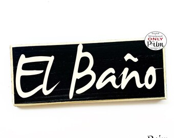 14x4 El Bano Custom Wood Sign Spanish Restroom Bathroom Bath | Etsy