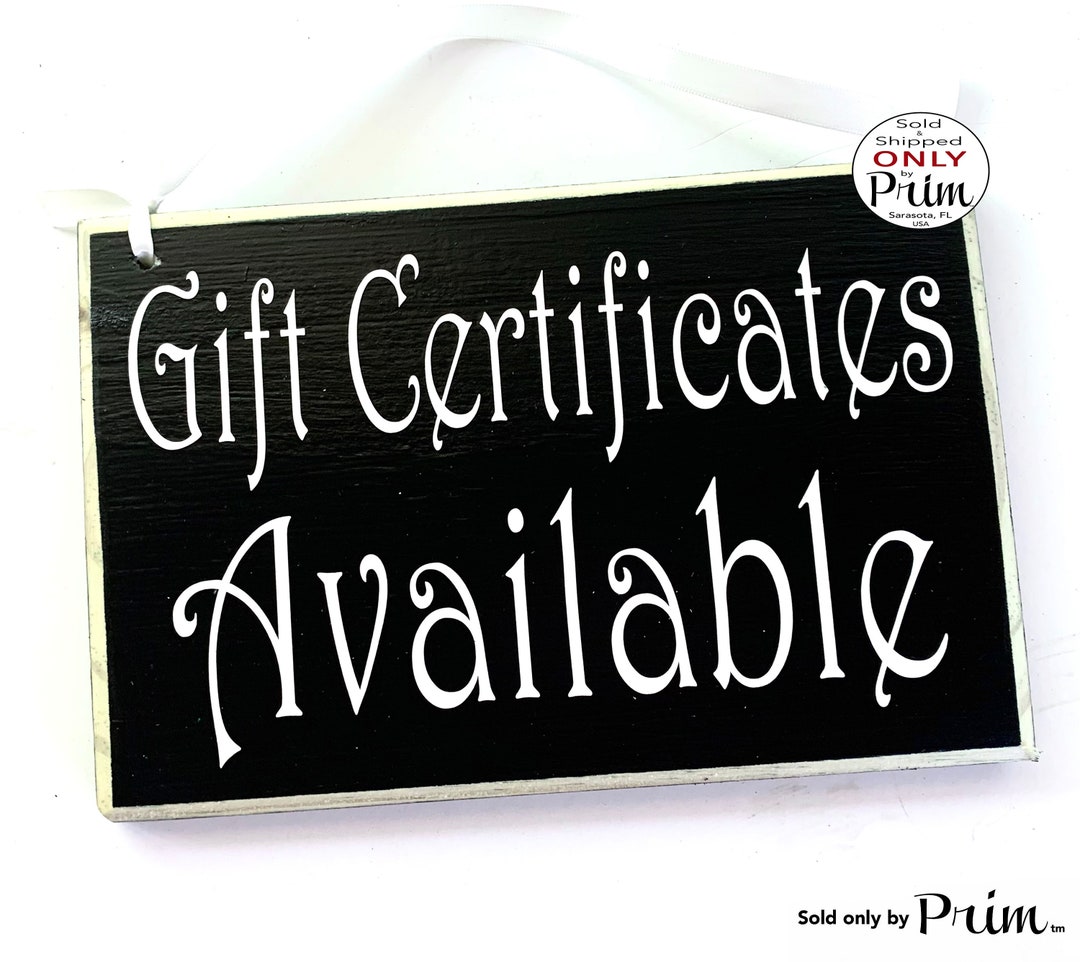 8x6 Gift Certificates Available Custom Wood Sign Store Shop Sign Spa ...