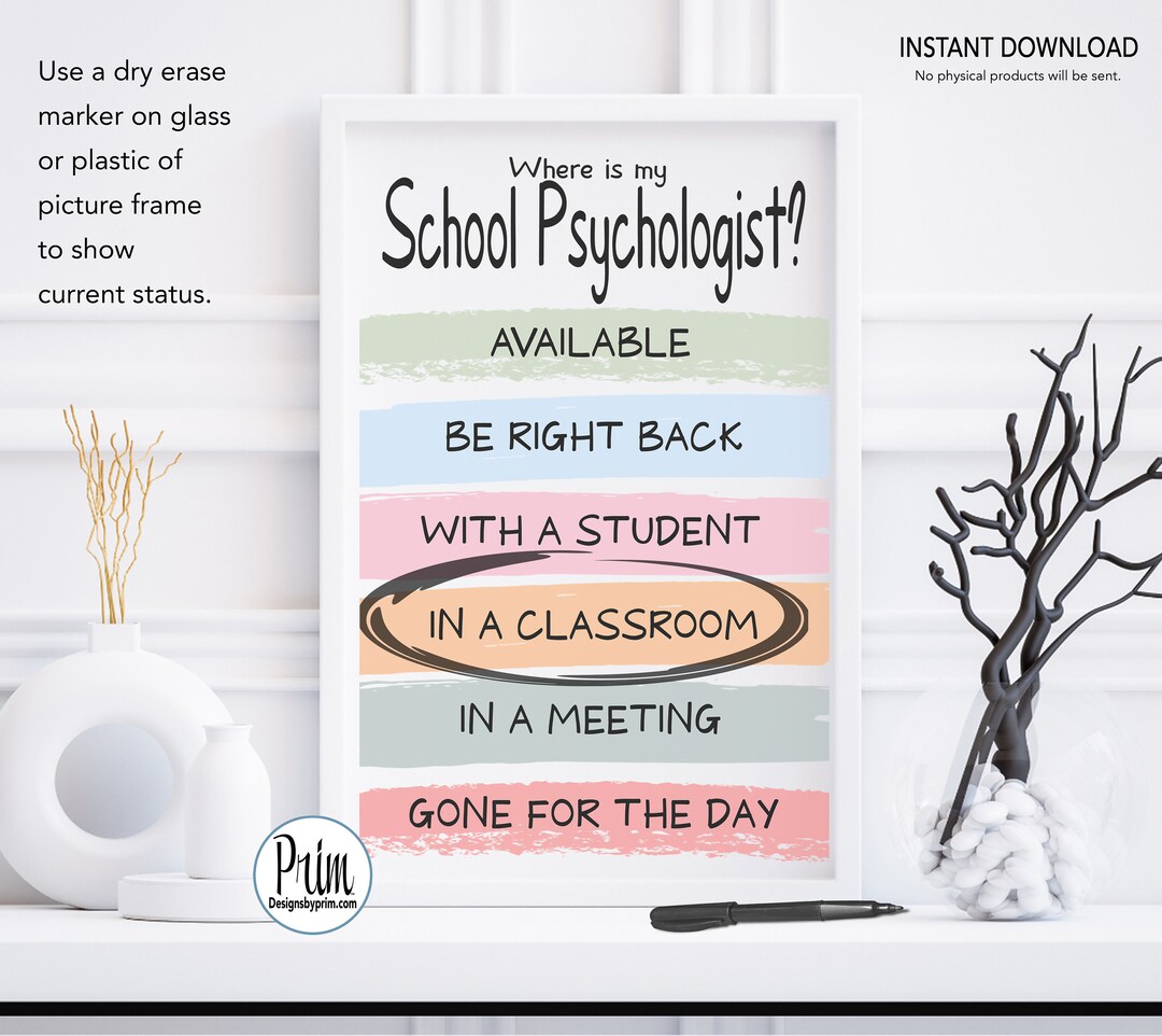 School Psychologist Printable Door Sign Therapist Counselor Classroom ...