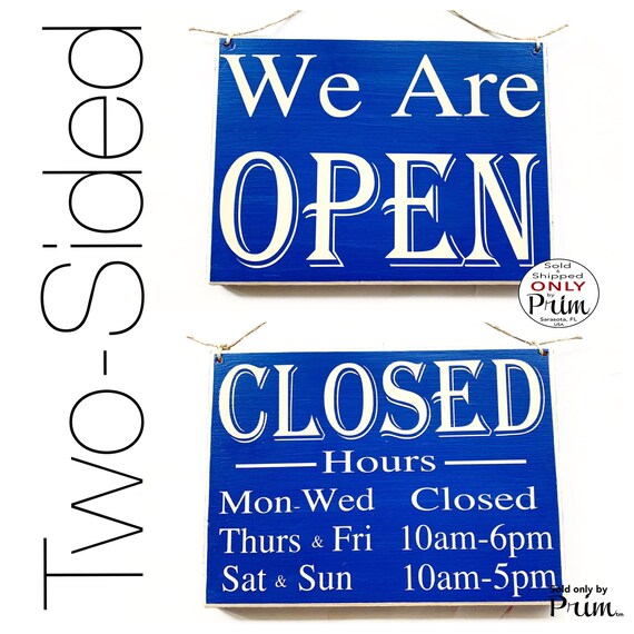 10x8 We Are Open Closed Business Hours Custom Wood Sign Salon | Etsy