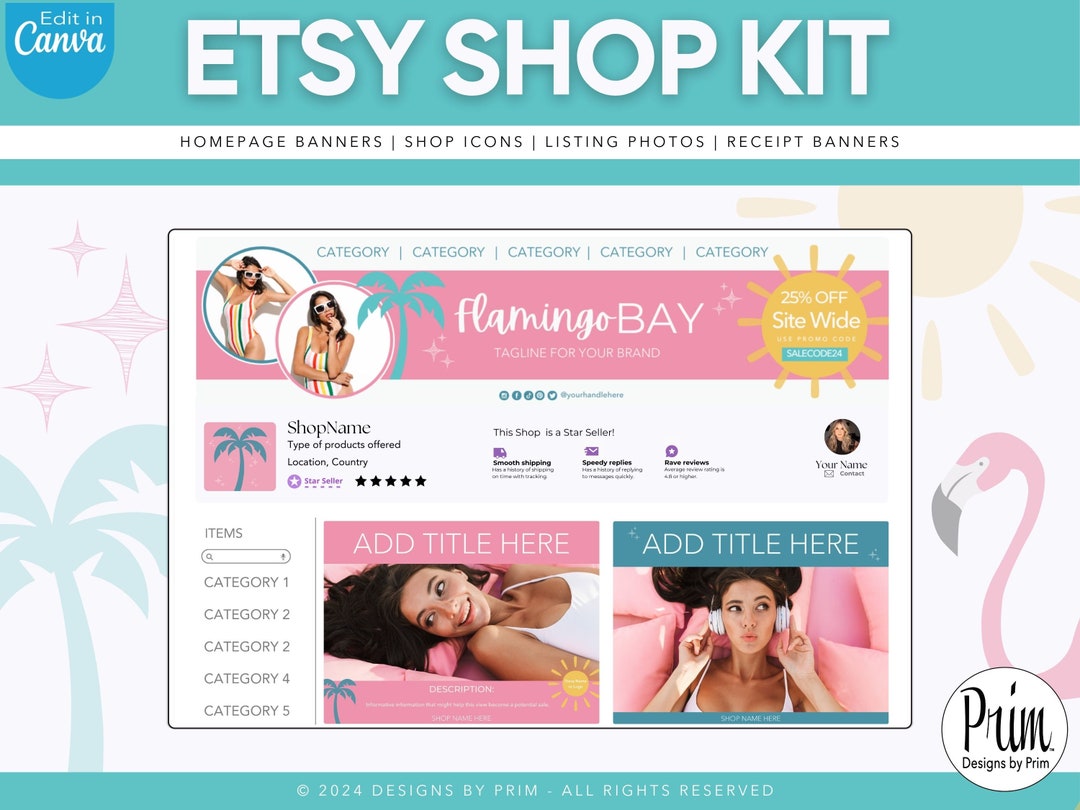 Etsy Shop Kit Etsy Banner Templates Etsy Store Listing Bundle Canva