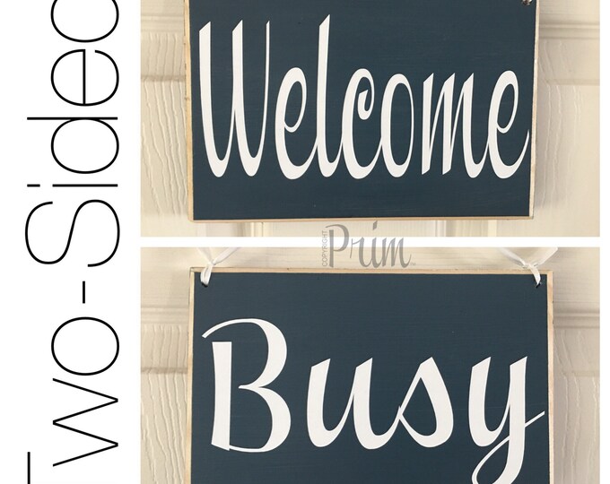 Please Come In, Sorry Busy, Please Wait Double Sided 3mm Rigid Hanging ...