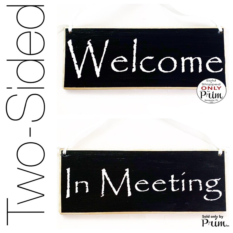 10x4 Welcome / in Meeting Front and Back choose Color - Etsy