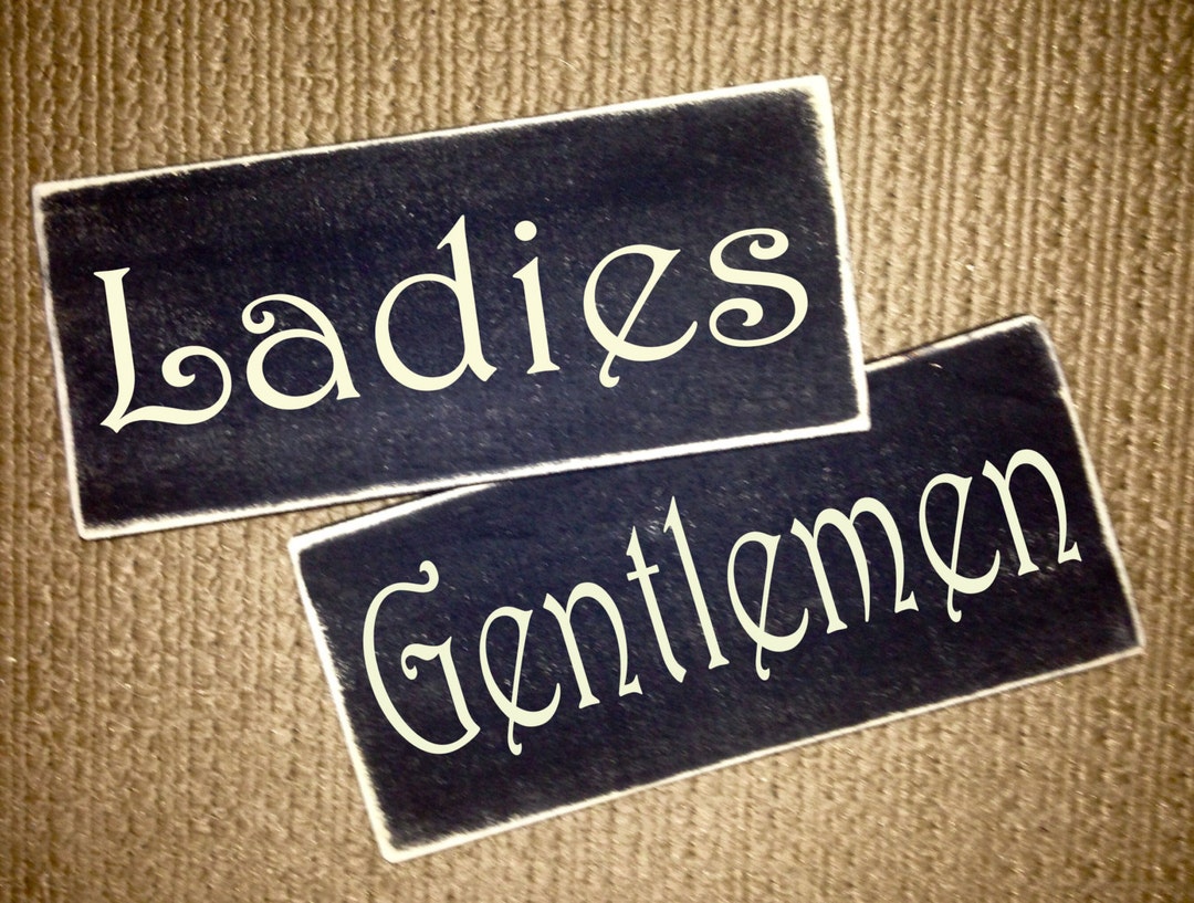 10x4 Ladies and Gentlemen Custom Wood Sign His Hers Bathroom Restroom ...