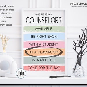School Counselor Printable Door Sign Therapist Psychologist Classroom ...