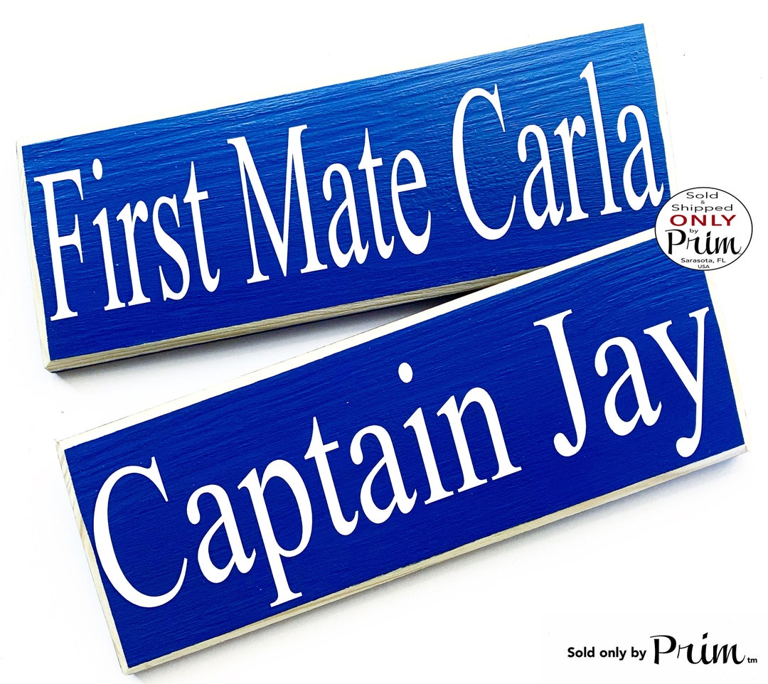 12x4 Captain and First Mate Personalized Name Custom Wood Sign Sailor ...