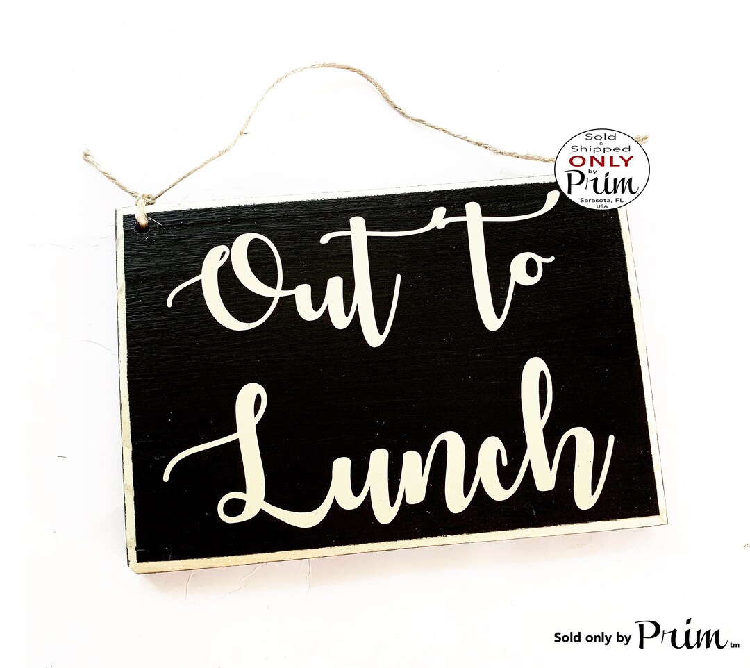 8x6 Out to Lunch Custom Wood Sign | Workplace Break Room Food Kitchen ...