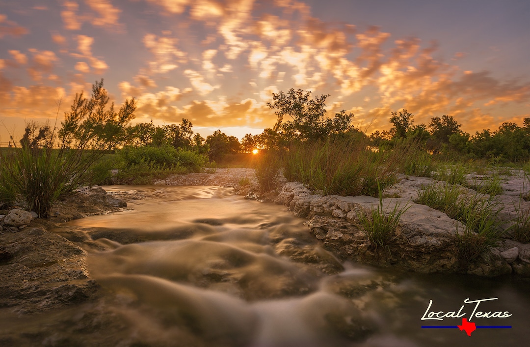 In the Beginning - Sunrise on the Blanco River - Texas Hill Country ...