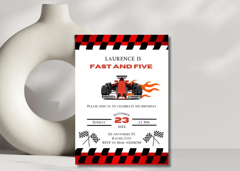 Editable Race Car Birthday Invitation Sport Race, Boys Invitation, Car ...