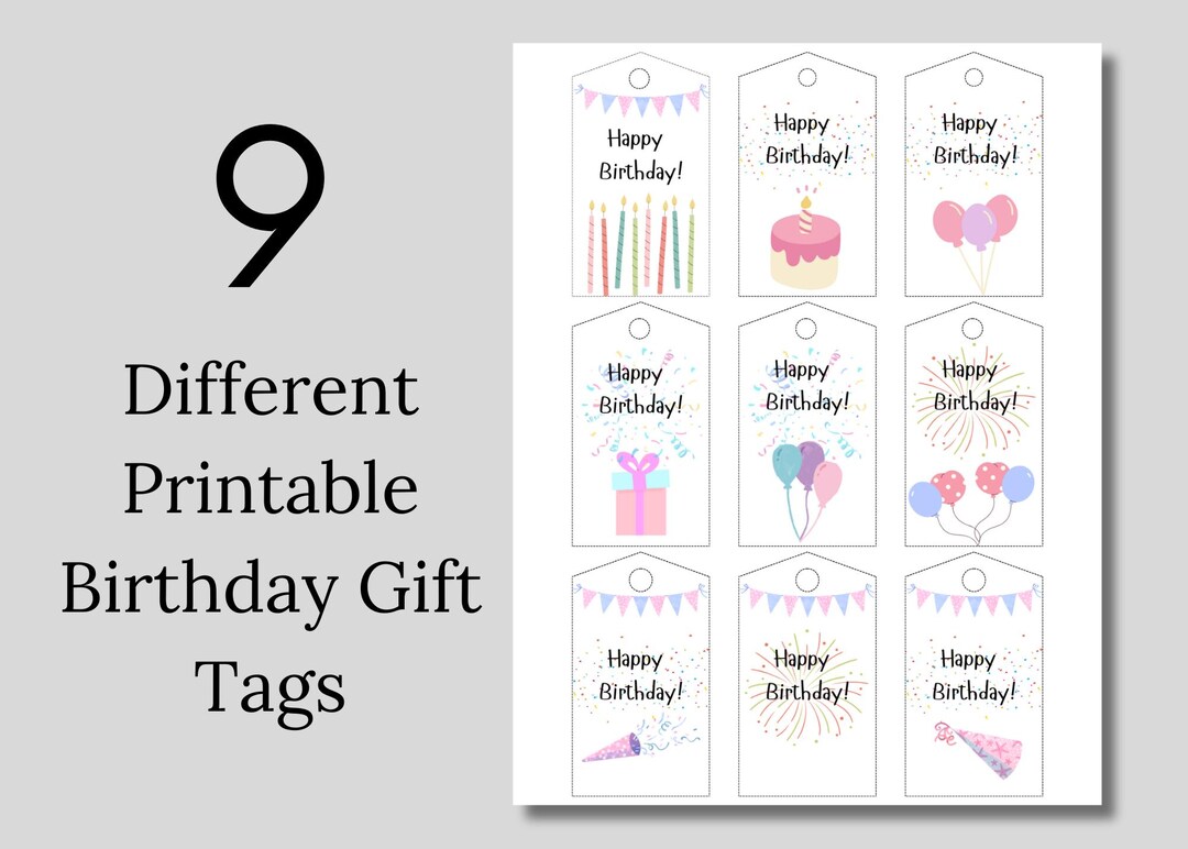 Printable Birthday Gift Tags: Cheerful Designs (digital Download) - Etsy