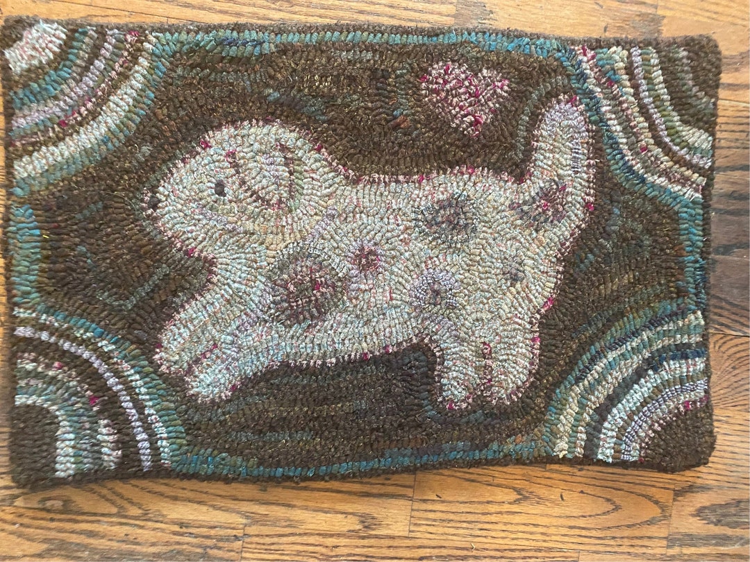 Cute Puppy Dog Handmade Primitive Style Hooked Rug - Etsy