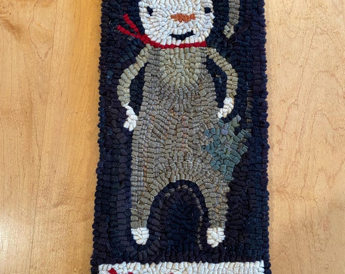 Handmade Primitive Style Hooked Rug Merry Snowman - Etsy